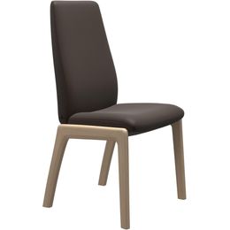 Polsterstuhl stressless "Laurel", braun (braun batick, walnuss), B:57cm H:105cm T:60cm, Leder BATICK: BATICK ist ein leicht korrigiertes, durchgefärbtes und genarbtes Möbelleder, bei dem die meisten Unebenheiten und Spuren in der Regel entfernt wurden., Stühle, High Back, Größe L, mit abgerundeten Beinen in Walnuss