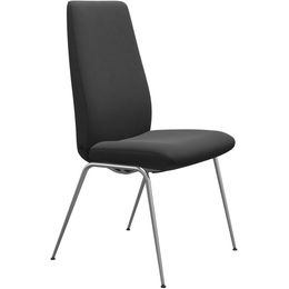 Polsterstuhl stressless "Laurel", grau (charcoal dinamica, chrom matt), B:57cm H:105cm T:60cm, Microfaser DINAMICA (88% Polyester, 12% Polyurethan), Stühle, High Back, Größe L, mit Beinen aus Stahl in Chrom matt