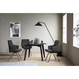Polsterstuhl stressless "Laurel", grau (charcoal dinamica, eiche gekalkt), B:58cm H:92cm T:59cm, Microfaser DINAMICA (88% Polyester, 12% Polyurethan), Stühle, Low Back mit Armlehne, Größe L, mit schräggestellten Beinen in Eiche