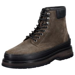 Schnürstiefel Gant "Clafton", Herren, Gr. 42, grau (taupe), Leder, Veloursleder, Casual, Schuhe, Business Stiefel, Schnürboots mit markantem Blockabsatz