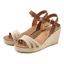 Lascana Sandalette »Sommerschuh« Sandale, Sommerschuh mit Keilabsatz in Bast-Optik VEGAN beige-camelfarben 37 37 Mit komfortablem Keilabsatz in...