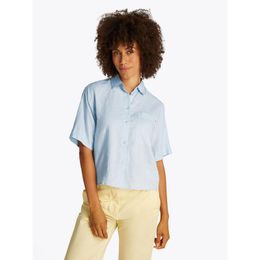 Tommy Hilfiger Kurzarmshirt »ESS LINEN RELAXED S/S SHIRT« mit Brusttasche, Logostickerei, kühlendes Premium Leinen Breezy Blue 46 46 Hemdbluse von...