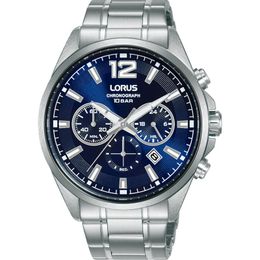 Lorus Chronograph Armbanduhr, Quarzuhr, Herrenuhr, Stoppfunktion, Datum silberfarben Stilvoller Herrenchronograph