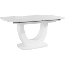 Esstisch Inosign "Tisch Nia TOPSELLER", weiß (weiß, weiß, weiß), B:160cm H:76cm T:90cm, Tische, inklusive Einlegeplatte, mit einer Hochglanz-Optik, Breite 160-200 cm