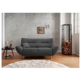 2-Sitzer Inosign "Drago elegant und zeitlos, komfortabel, Holzfuß", grau (anthrazit), B:173cm H:81cm T:90cm, 100% Polyester, Sofas, frei im Raum stellbar, inkl. 1 Zierkissen