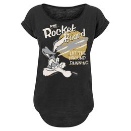 F4NT4STIC Shirt 'Looney Tunes Wile E Coyote Rocket Board Cartoon' female Black size XS