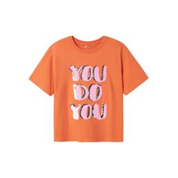 name it T-Shirt 'NKFHELKA' Mädchen Größe 158/164 lachs / hellpink / schwarz / weiß