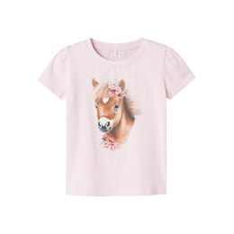name it T-Shirt 'NMFHani' Mädchen Größe 92 umbra / rosa / schwarz / weiß
