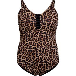 Swim by Zizzi Badeanzug 'Slorina' Damen Gr&ouml;&szlig;e 8XL braun / hellbraun / schwarz