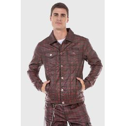 Cipo & Baxx Fieldjacket CIPO & BAXX "Jacket", Herren, Gr. L, rot, 63% Baumwolle, 30% Polyester, 5% Polyurethan, 2% Elasthan, kariert, figurumspielend normal, Jacken, in Jeansoptik
