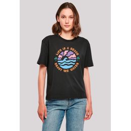 T-Shirt F4NT4STIC "Life Is A Beach Enjoy The Waves", Damen, Gr. L, schwarz, Obermaterial: 100% Baumwolle, oversize, Rundhals, ohne Bündchen, Shirts T-Shirt, Premium Qualität