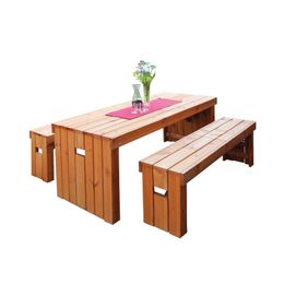 Promadino Gartenmöbel-Set 'Rotterdam' Holz braun 3-teilig