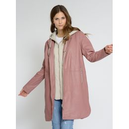 Langjacke Maze "4202199", Damen, Gr. S, rosa (deep rose), Obermaterial: 100% Lammleder; Innenfutter: 100% Baumwolle; &Auml;rmelfutter: 100% Polyester; Kapuze: 55% Baumwolle, 45% Polyester, Jacken Langjacke