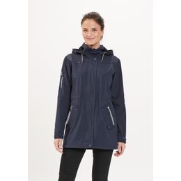 Kurzmantel WHISTLER "ISOBEL", Damen, Gr. 38, blau (dunkelblau), 96% Polyester, 4% Elasthan, unifarben, lang, ohne Ausschnitt, Mäntel Parka, mit komfortablem Langschnitt