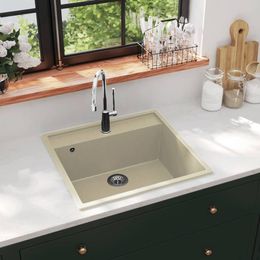 vidaXL Küchenspüle mit Überlauf Beige Granit