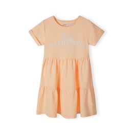MINOTI Kleid M&auml;dchen Gr&ouml;&szlig;e 134/140 apricot / wei&szlig;