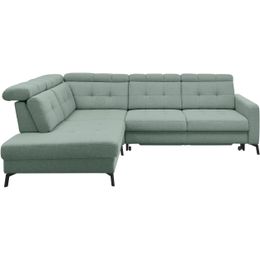 Ecksofa Musterring "MR 4615", gr&uuml;n (mint), B:272cm H:84cm T:214cm, 100% Polyester, Sofas, Ecksofa, mit Kopf- und R&uuml;ckenverstellung, Metallfu&szlig; schwarz, Ma&szlig;e 272 x 214 cm