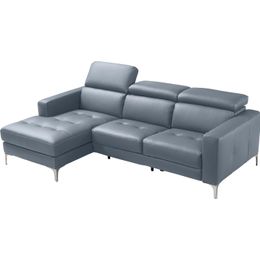 Ecksofa Egoitaliano "Matt, erstklassiger Sitzkomfort, aufwendige Detailverarbeitung, L-Form", grau (smoke), B:247cm H:100cm, Leder &raquo;BULL&laquo; (echtes Rindsleder). Geschliffenes, pigmentiertes und behandeltes Rindsleder mit einer Dicke von 1, 3-1, 5 mm. Dieses Leder zeigt eine ziemlich weiche Hand mit einem halb undurchsichtigen Aussehen. Es handelt sich um ein gesch&uuml;tztes Leder. Eine leichte Deckschic