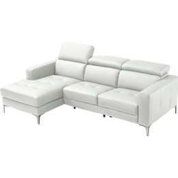 Ecksofa Egoitaliano "Matt, erstklassiger Sitzkomfort, aufwendige Detailverarbeitung, L-Form", wei&szlig;, B:247cm H:100cm, Leder &raquo;BULL&laquo; (echtes Rindsleder). Geschliffenes, pigmentiertes und behandeltes Rindsleder mit einer Dicke von 1, 3-1, 5 mm. Dieses Leder zeigt eine ziemlich weiche Hand mit einem halb undurchsichtigen Aussehen. Es handelt sich um ein gesch&uuml;tztes Leder. Eine leichte Deckschicht sch&uuml;t