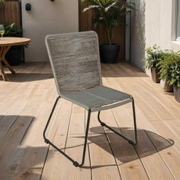Esszimmerstuhl Rope Chair Polyester Grau Eisen-Gestell schwarz ISRA