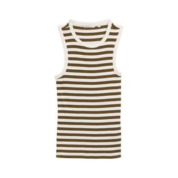 Tom Tailor Denim Top Damen Größe L oliv / weiß