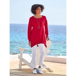 Strickpullover Heine "Pullover", Damen, Gr. 36, rot, 100% Baumwolle, unifarben, Pullover Strickpullover