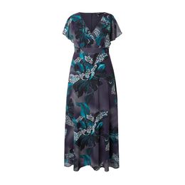 Ulla Popken Abendkleid Damen Größe 46/48 marine / cyanblau / weiß Winterkleid
