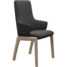 Polsterstuhl stressless "Laurel", grau (charcoal dinamica, eiche natur), B:58cm H:105cm T:60cm, Microfaser DINAMICA (88% Polyester, 12% Polyurethan), Stühle, High Back mit Armlehne, Größe L, mit abgerundeten Beinen in Eiche