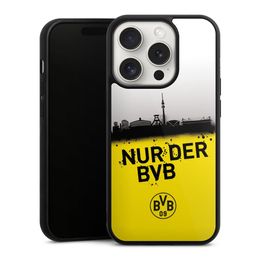 DeinDesign iPhone 15 Pro Handy Gallery Case Handyh&uuml;lle 9H Geh&auml;rtetes Glas R&uuml;ckseite H&uuml;lle Borussia Dortmund Statement Bvb Gallery Case
