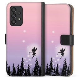 DeinDesign Galaxy A53 5G Handy Klapph&uuml;lle Handyh&uuml;lle aus Kunst Leder schwarz Flip Case Official Licensed Product Tinkerbells Disney Sideflip mit langer Lasche