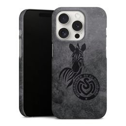 DeinDesign iPhone 15 Pro Handy Premium Case Smartphone Handyh&uuml;lle Schutzh&uuml;lle matt Official Licensed Product Msv Duisburg Zebra Premium Case