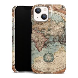 DeinDesign iPhone 13 Mini Handy Premium Case Smartphone Handyh&uuml;lle Schutzh&uuml;lle gl&auml;nzend Vintage Map World Map Premium Case
