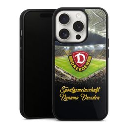 DeinDesign iPhone 15 Pro Handy Gallery Case Handyh&uuml;lle 9H Geh&auml;rtetes Glas R&uuml;ckseite H&uuml;lle Sg Dynamo Dresden Sgd Official Licensed Product Gallery Case