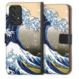 DeinDesign Galaxy A33 5G Handy Klapph&uuml;lle Handyh&uuml;lle aus Kunst Leder schwarz Flip Case Die Gro&szlig;e Welle Vor Kanagawa Katsushika Hokusai Kunst Sideflip mit langer 