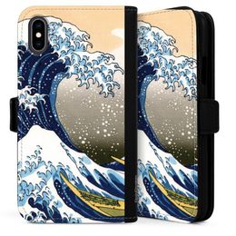 DeinDesign iPhone X Handy Klapph&uuml;lle Handyh&uuml;lle aus Kunst Leder schwarz Flip Case Katsushika Hokusai Die Gro&szlig;e Welle Vor Kanagawa Kunst Sideflip mit langer 
