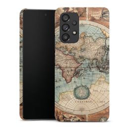 DeinDesign Galaxy A53 5G Handy Premium Case Smartphone Handyh&uuml;lle Schutzh&uuml;lle gl&auml;nzend World Map Vintage Map Premium Case