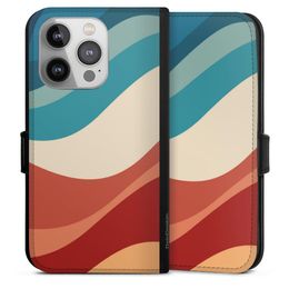 DeinDesign iPhone 14 Pro Handy Klapph&uuml;lle Handyh&uuml;lle aus Kunst Leder schwarz Flip Case Ombre Wave Colour Sideflip mit langer Lasche