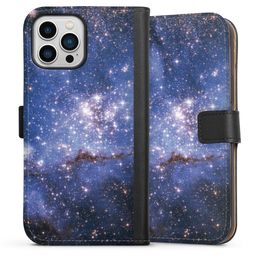 DeinDesign iPhone 13 Pro Max Handy Klapph&uuml;lle Handyh&uuml;lle aus Kunst Leder schwarz Flip Case Galaxy Weltall Weltraum Sideflip mit langer Lasche