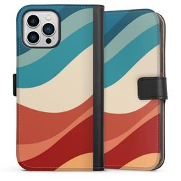 DeinDesign iPhone 13 Pro Max Handy Klapph&uuml;lle Handyh&uuml;lle aus Kunst Leder schwarz Flip Case Ombre Wave Colour Sideflip mit langer Lasche