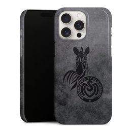 DeinDesign iPhone 15 Pro Max Handy Premium Case Smartphone Handyh&uuml;lle Schutzh&uuml;lle gl&auml;nzend Official Licensed Product Msv Duisburg Zebra Premium Case