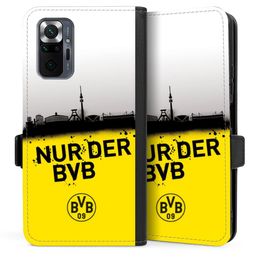 DeinDesign Xiaomi Redmi Note 10 Pro Handy Klapph&uuml;lle Handyh&uuml;lle aus Kunst Leder schwarz Flip Case Statement Borussia Dortmund Bvb Sideflip mit langer Lasche