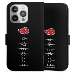 DeinDesign iPhone 14 Pro Handy Klapph&uuml;lle Handyh&uuml;lle aus Kunst Leder schwarz Flip Case Naruto Shippuden Official Licensed Product Akatsuki Sideflip mit langer 