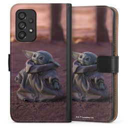 DeinDesign Galaxy A53 5G Handy Klapph&uuml;lle Handyh&uuml;lle aus Kunst Leder schwarz Flip Case Baby Yoda Star Wars The Child Sideflip mit langer Lasche