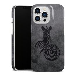 DeinDesign iPhone 13 Pro Handy Premium Case Smartphone Handyh&uuml;lle Schutzh&uuml;lle gl&auml;nzend Official Licensed Product Msv Duisburg Zebra Premium Case