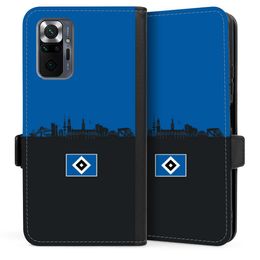 DeinDesign Xiaomi Redmi Note 10 Pro Handy Klapph&uuml;lle Handyh&uuml;lle aus Kunst Leder schwarz Flip Case Hamburg Hsv Skyline Sideflip mit langer Lasche