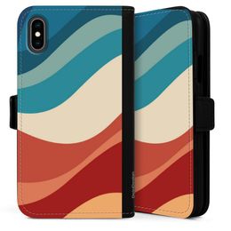 DeinDesign iPhone X Handy Klapph&uuml;lle Handyh&uuml;lle aus Kunst Leder schwarz Flip Case Ombre Wave Colour Sideflip mit langer Lasche