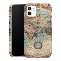 DeinDesign iPhone 12 mini Handy Premium Case Smartphone Handyh&uuml;lle Schutzh&uuml;lle matt Vintage Map World Map Premium Case