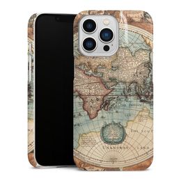 DeinDesign iPhone 13 Pro Handy Premium Case Smartphone Handyh&uuml;lle Schutzh&uuml;lle gl&auml;nzend Vintage Map World Map Premium Case