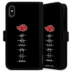 DeinDesign iPhone X Handy Klapph&uuml;lle Handyh&uuml;lle aus Kunst Leder schwarz Flip Case Naruto Shippuden Official Licensed Product Akatsuki Sideflip mit langer Lasche