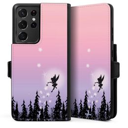 DeinDesign Galaxy S21 Ultra 5G Handy Klapph&uuml;lle Handyh&uuml;lle aus Kunst Leder schwarz Flip Case Tinkerbells Official Licensed Product Disney Sideflip mit Lasche